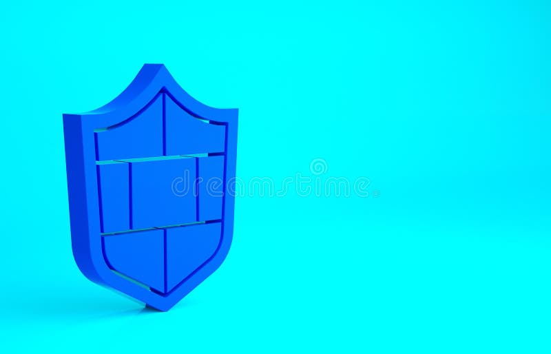 Blue Shield with Cyber Security Brick Wall Icon Isolated on Blue ...