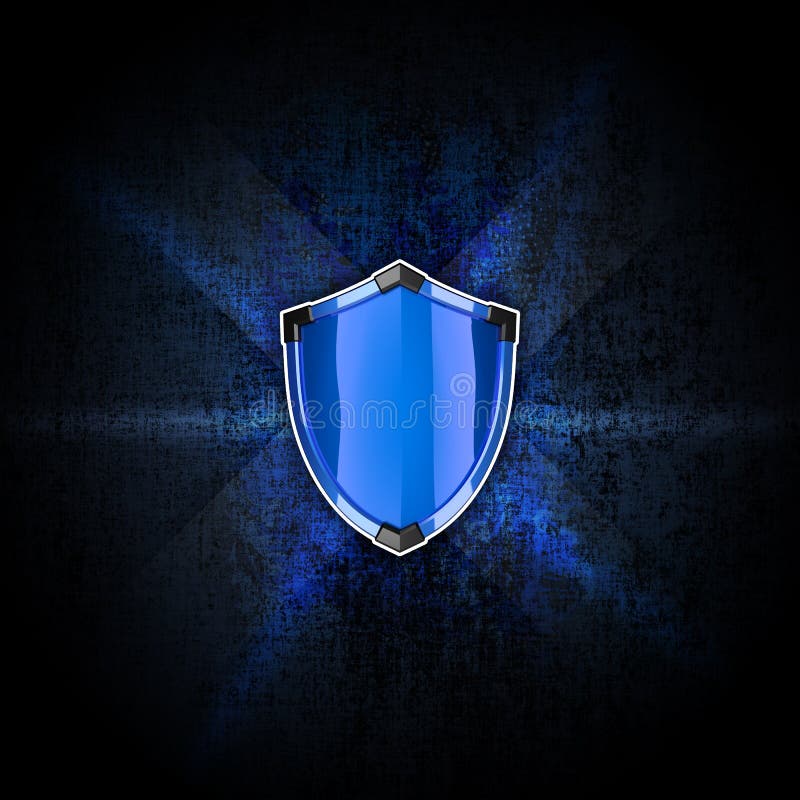Blue Shield on the Dark Background Stock Illustration - Illustration of ...
