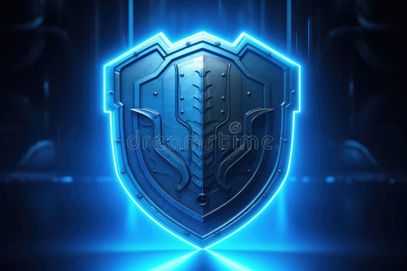 Blue Shield with a Design on it Stock Photo - Image of decoration ...