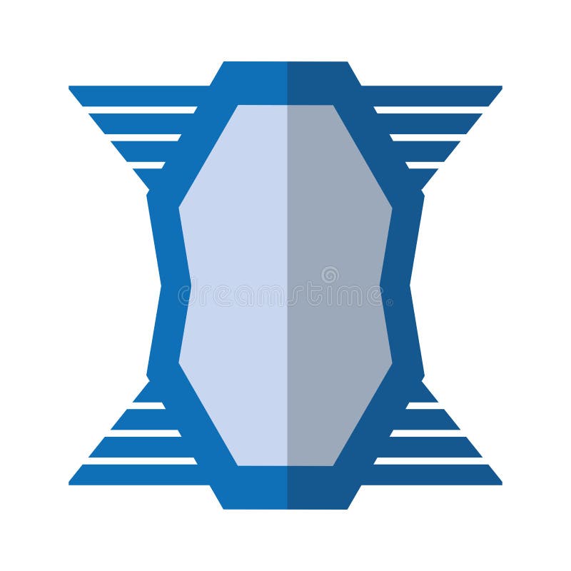 Blue Shield Emblem Winged Shape Geometric Badge Shadow Stock ...