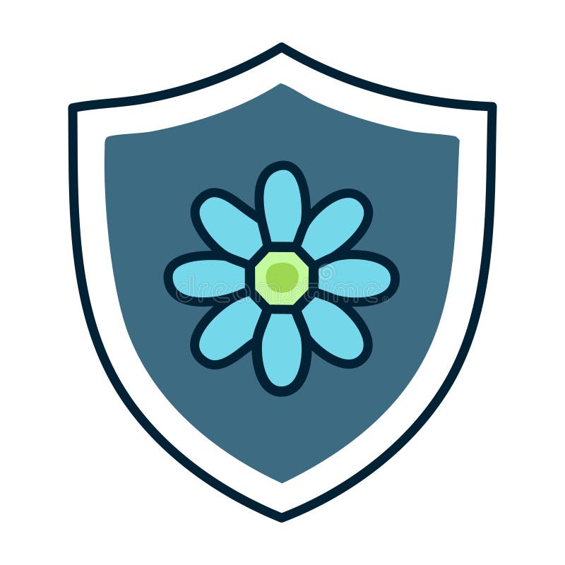 Blue Shield with Floral Decoration Isolated Stock Image - Illustration ...