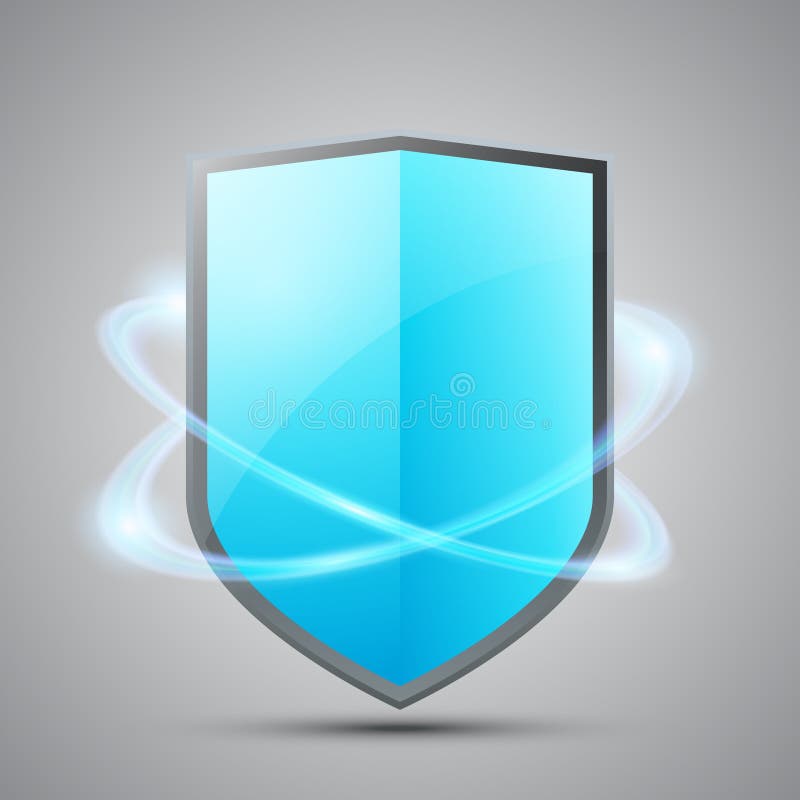 Blue Shield with Glowing Effect Stock Vector - Illustration of shiny ...
