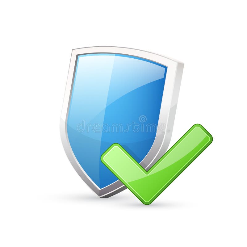 Shield and Check Mark Icon. Shield and Tick Icon Stock Vector ...