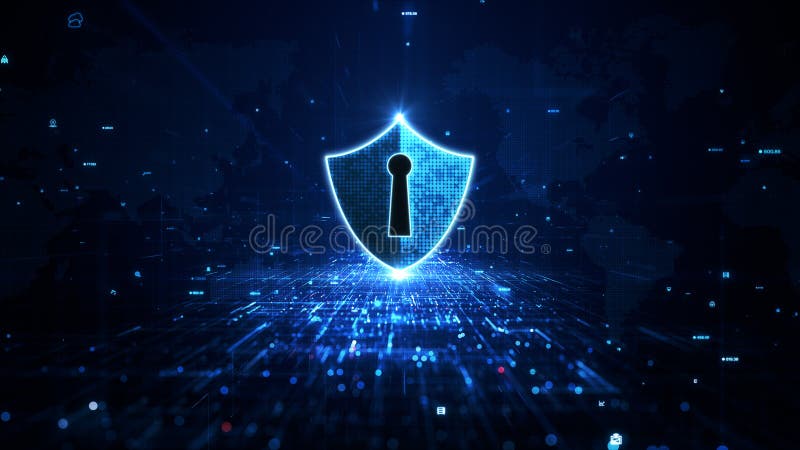 Blue Shield Icon Cyber Security, Digital Data Network Protection ...