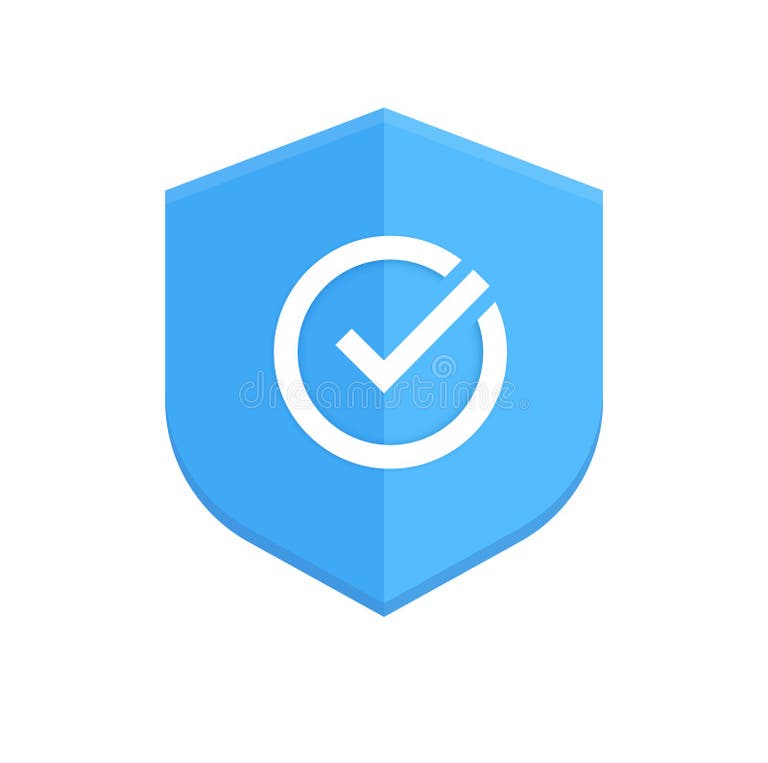 Blue Shield Icon Design with Checked Sign. Personal Data Protection ...