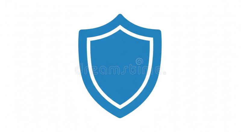 Blue Shield Icon with White Outline on Clean White Background Stock ...