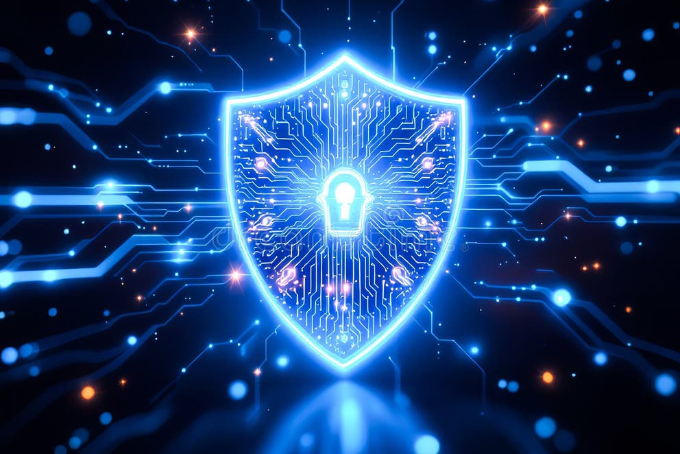 Blue Shield with a Keyhole in the Middle Stock Photo - Image of shield, lock: 360422318