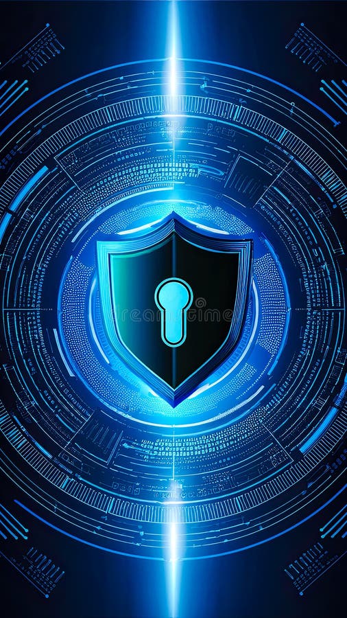 Blue Shield with a Keyhole in the Middle Stock Photo - Image of network, firewall: 377965782