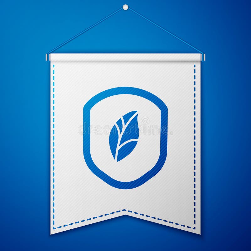 Blue Shield with Leaf Icon Isolated on Blue Background. Eco-friendly ...