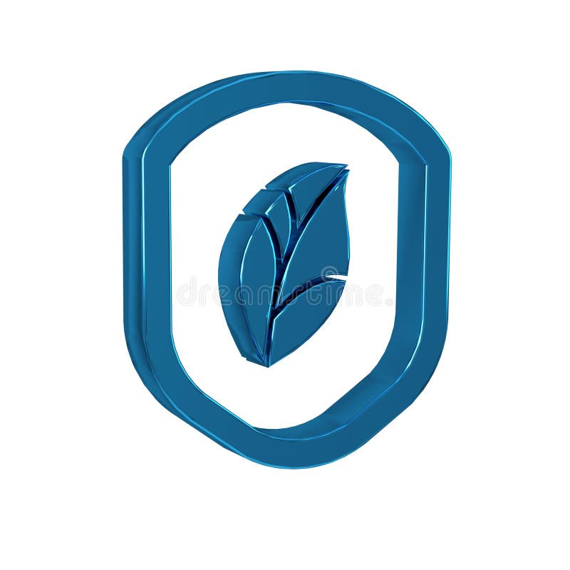Blue Shield with Leaf Icon Isolated on Transparent Background. Eco ...