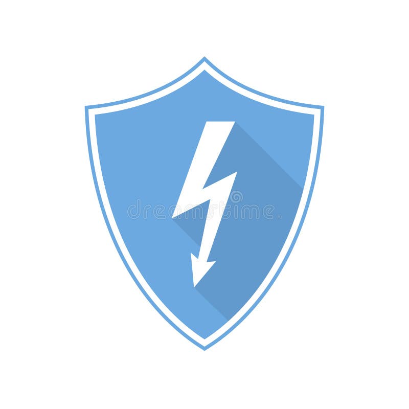 Shield With Lightning In A Flat Design. Vector Illustration Stock ...