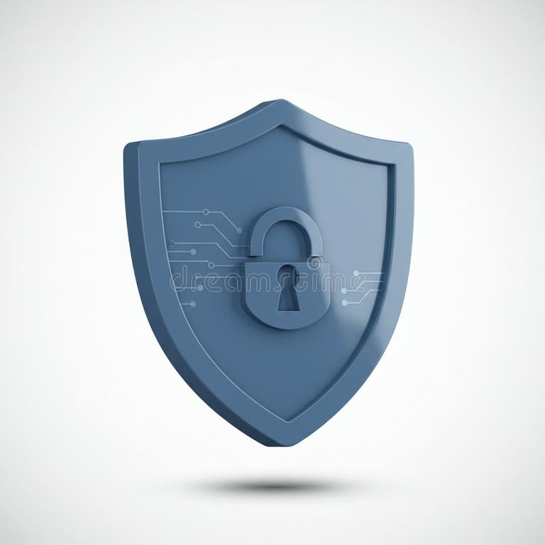 Blue Shield with a Padlock in the Center, Symbolizing Security. the ...