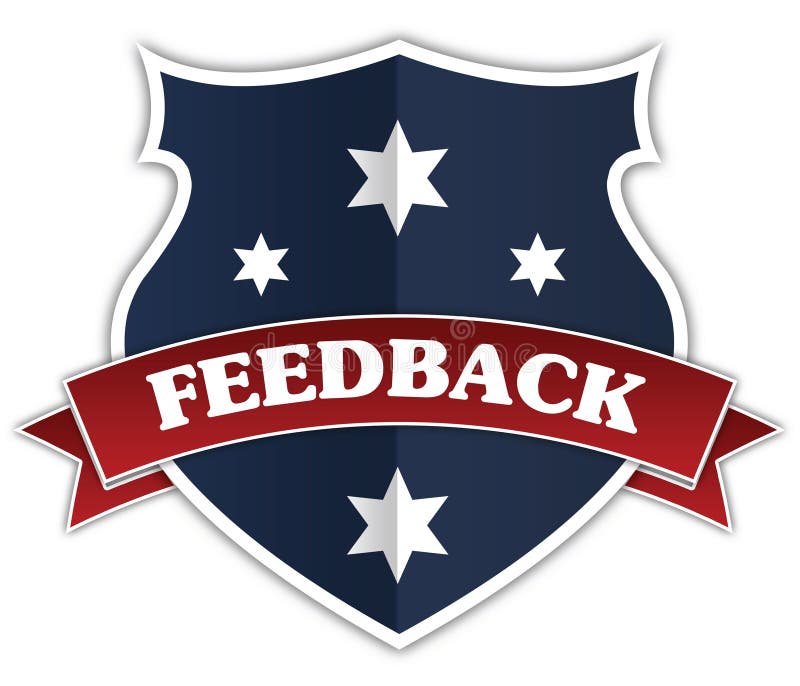 Blue Shield and Red Ribbon with FEEDBACK Text. Stock Illustration ...