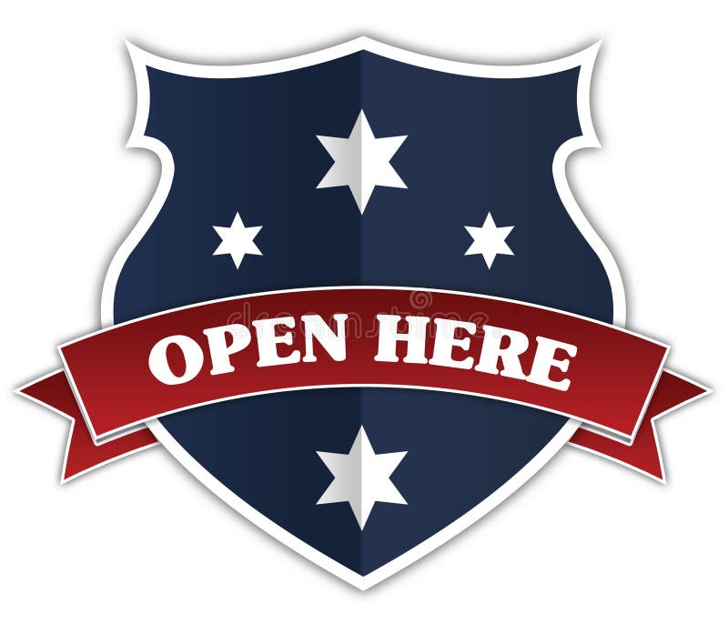 Open here sign or stamp stock vector. Illustration of emblem - 192223629