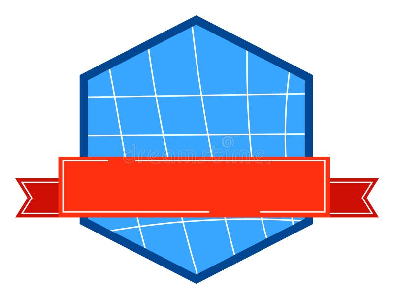 Blue Shield Shape with Red Banner Across the Middle. Graphic Badge ...