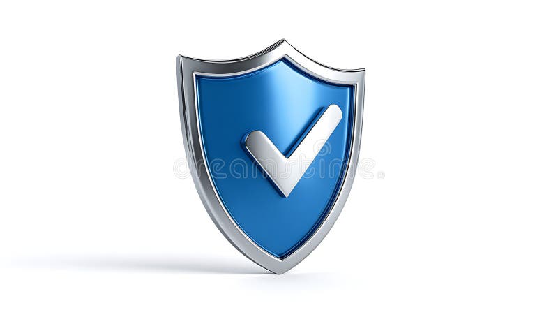 Blue Shield with a Silver Check Mark Symbol Stock Illustration - Illustration of ...