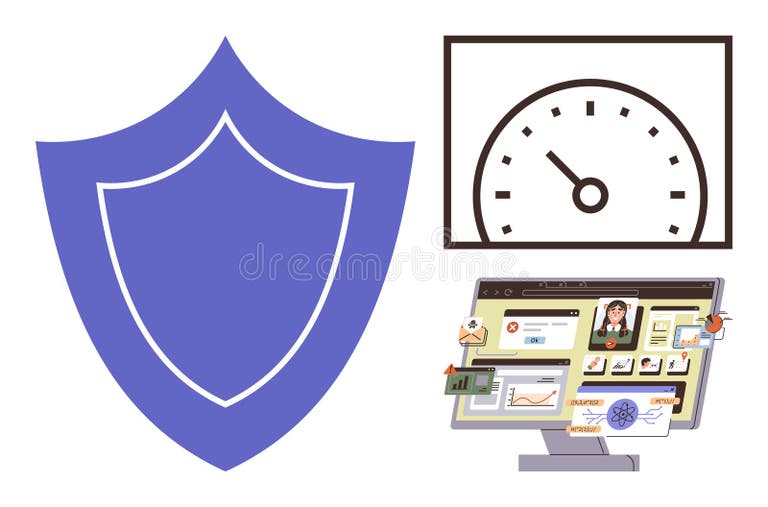 Detailed Computer Dashboard Highlight Data Security Stock Illustrations ...