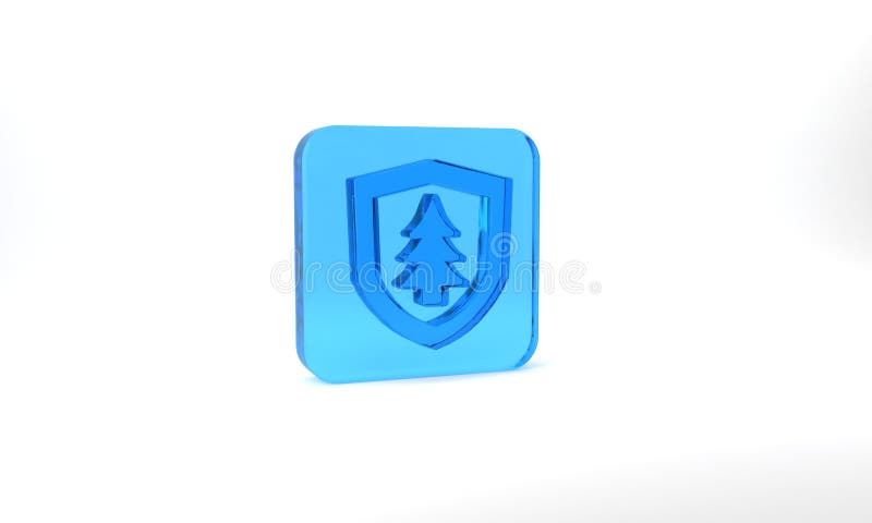 Blue Shield with Tree Icon Isolated on Grey Background. Eco-friendly ...
