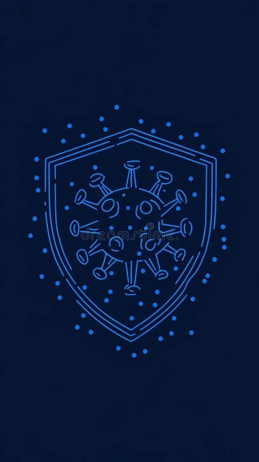 A Blue Shield with a Virus on it Stock Illustration - Illustration of ...