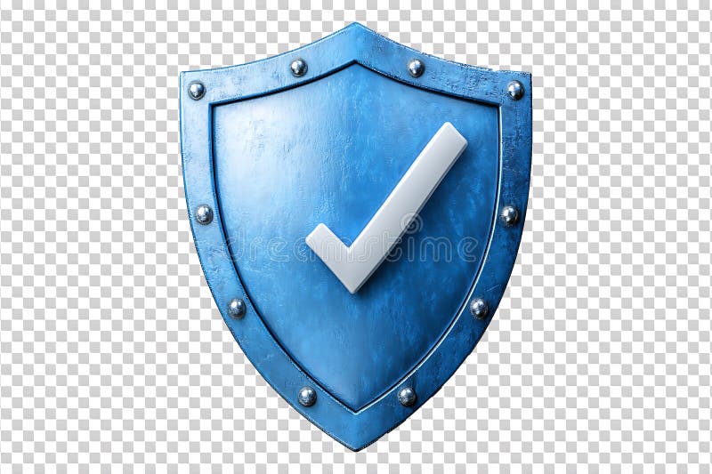 A Blue Shield with a White Check Mark Isolated on White and Transparent ...