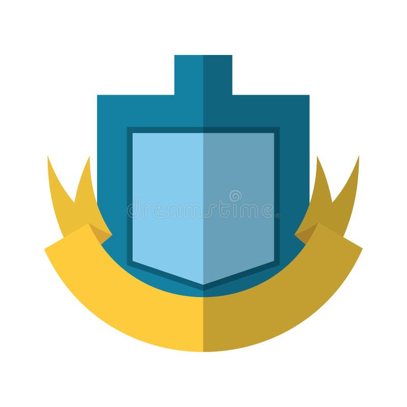 Blue Shield Yellow Ribbon Badge Shadow Stock Illustration ...
