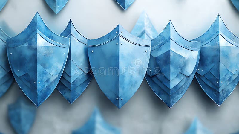 Blue Shields, Security Concept, Digital Background, Protection Stock ...