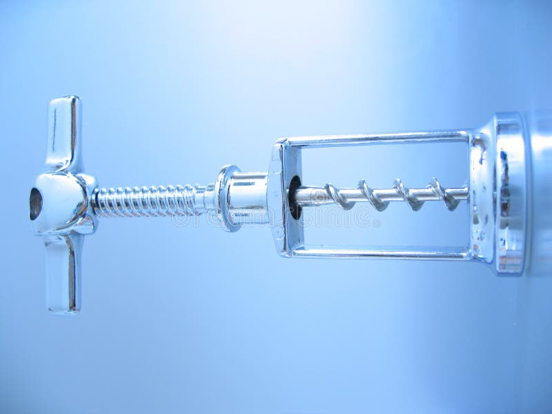 Blue Shine Corkscrew stock image. Image of bottles, cork - 17309