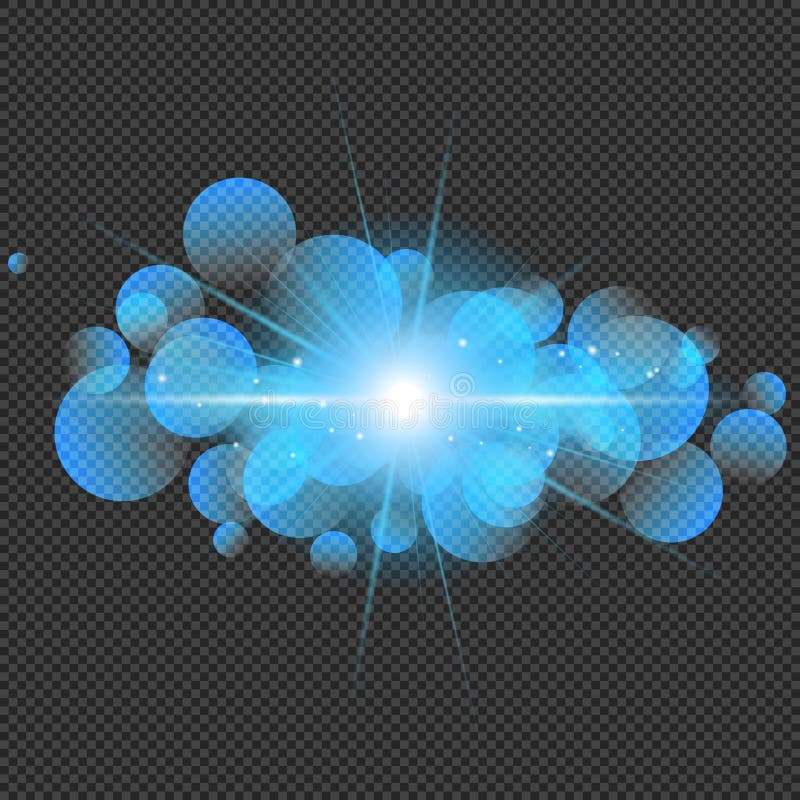 Blue Shine Flare Flash with Bokeh Effect on Transparent Background ...