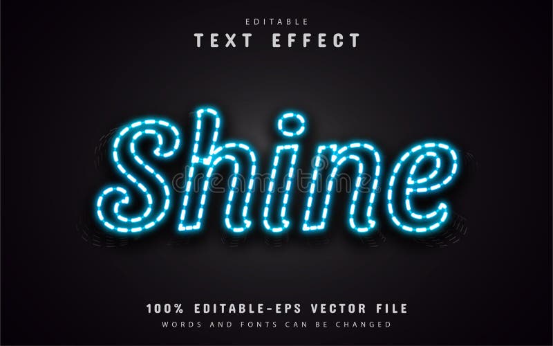 Blue Shine Neon Text Effect Stock Vector - Illustration of glows ...