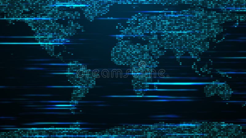 Blue Shine Square Mosaic Earth or World Map with Horizontal Blue Light ...