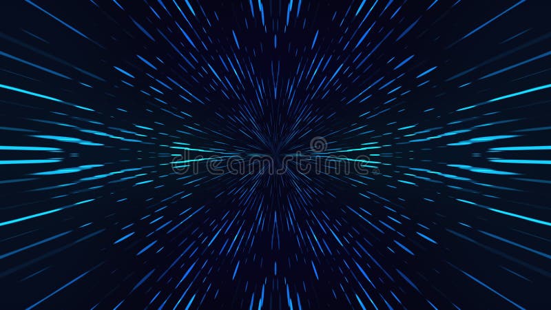 Blue Shining Particles from the Center Form Rays on a Black Background ...