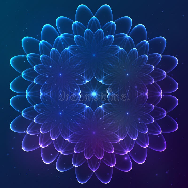 Cosmic Flower of Life with Stars Stock Illustration - Illustration of ...