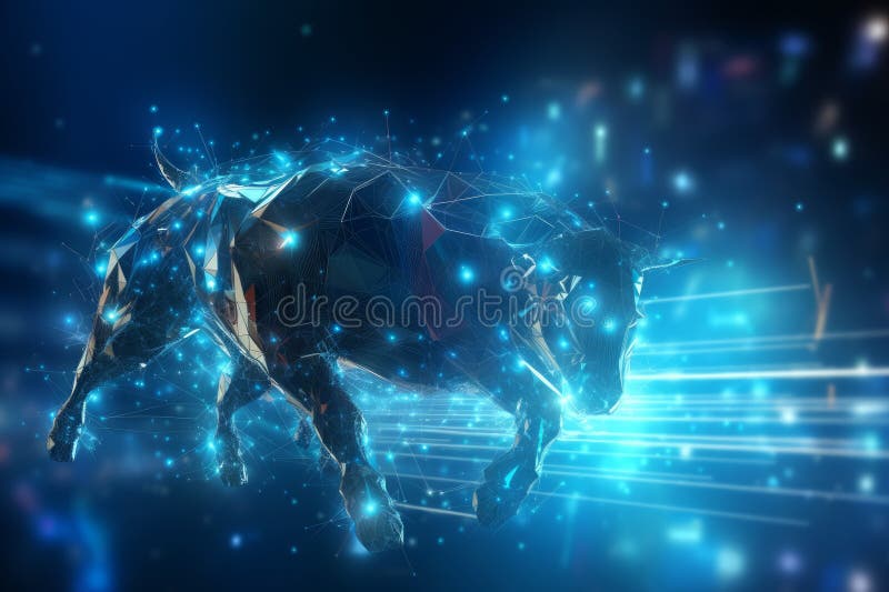 Blue Shiny Bull. Generate Ai Stock Illustration - Illustration of black ...