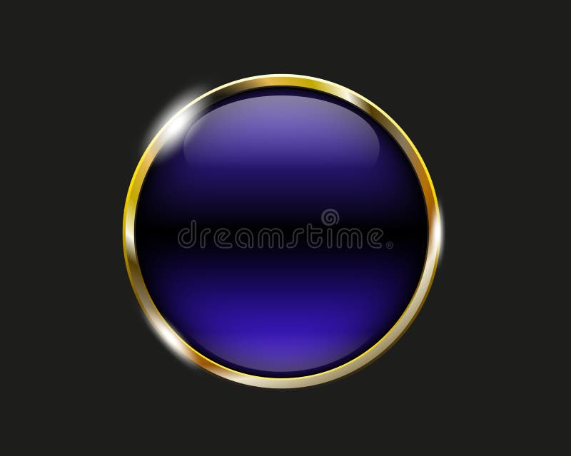 Blue Shiny Button with Metallic Elements, Vector Design for Webs Stock ...