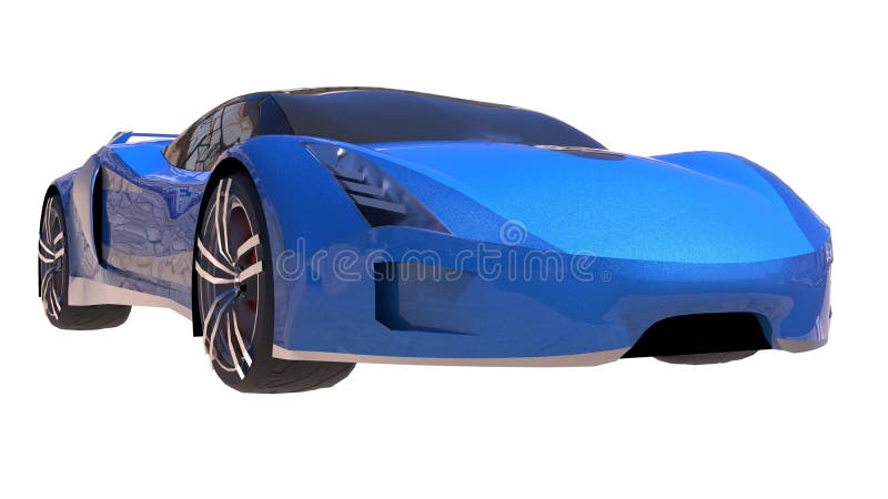 Blue Shiny Conceptual Sports Car of the Future. Stock Illustration ...