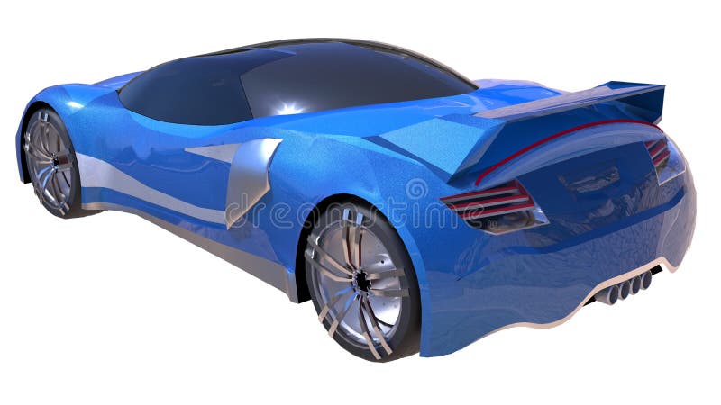 Blue Shiny Conceptual Sports Car of the Future. Stock Illustration ...