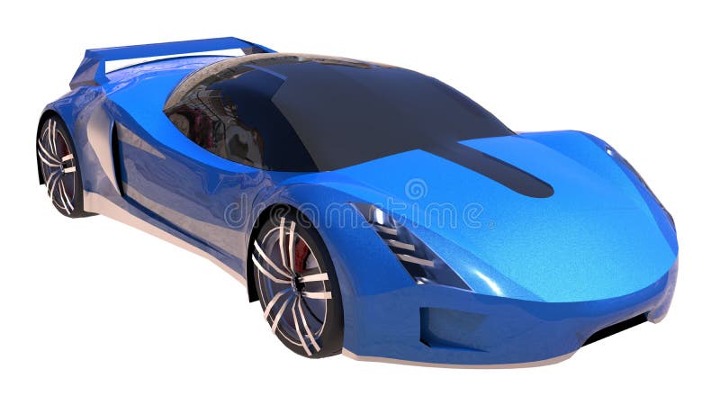 Blue Shiny Conceptual Sports Car of the Future. Stock Illustration ...