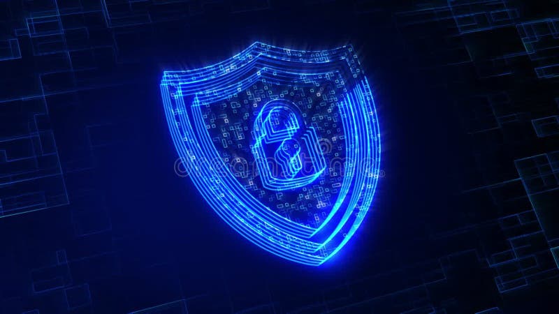 Blue Shiny 3d Perspective Motion View Shield Lock Symbol Lines Digital ...