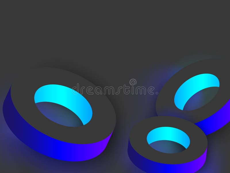 Blue Geometric 3d Rings on Grey Background. Stock Vector - Illustration ...
