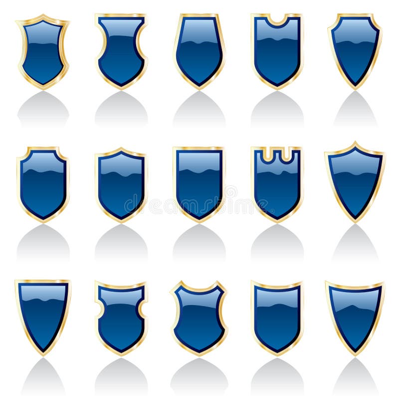 Blue shiny shields stock vector. Illustration of design - 15369550