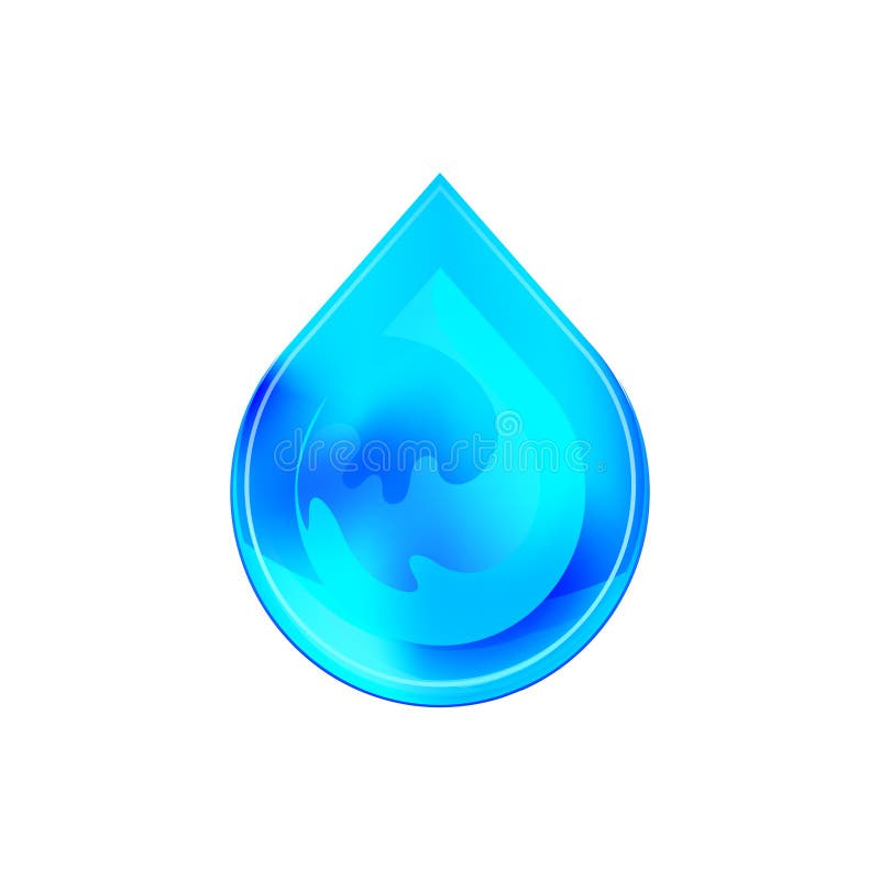Blue Shiny Water Drop. Vector Illustration Design Template. Clean Water ...