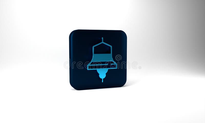 Blue Ship Bell Icon Isolated on Grey Background. Blue Square Button ...