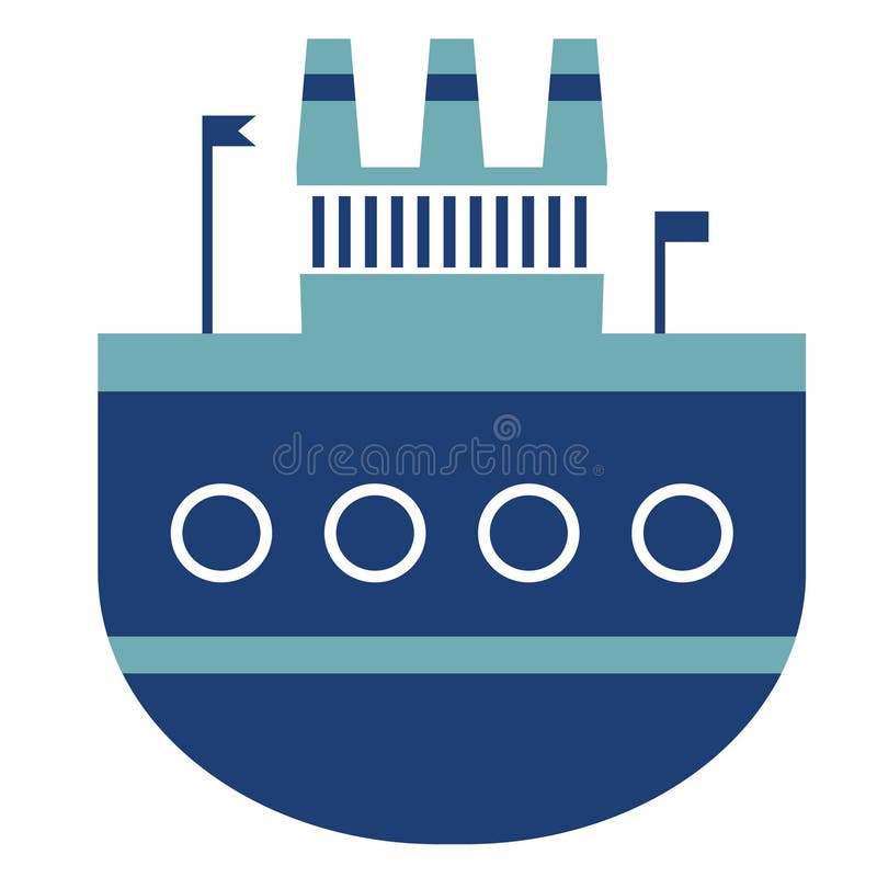 Blue Ship Flat Illustration Stock Vector - Illustration of sail, water ...