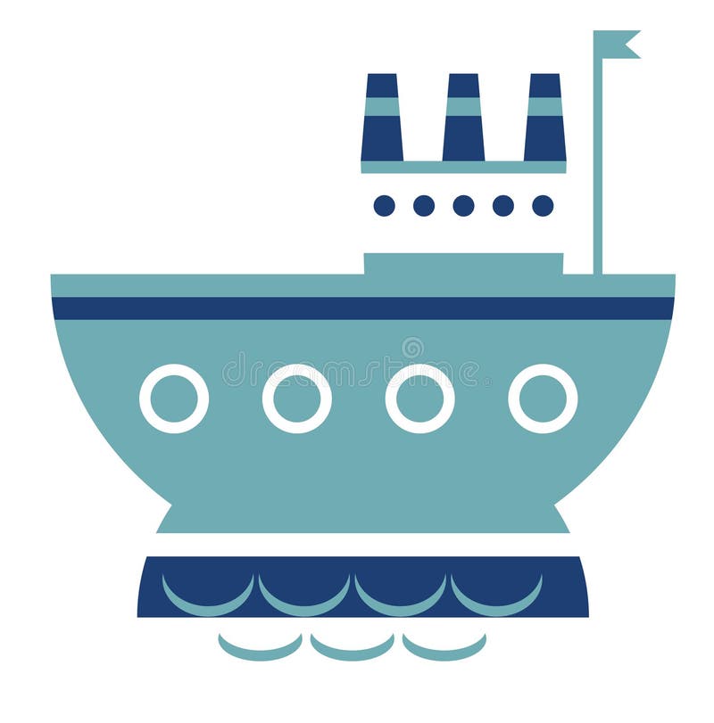 Blue Ship Flat Illustration Stock Vector - Illustration of icon ...