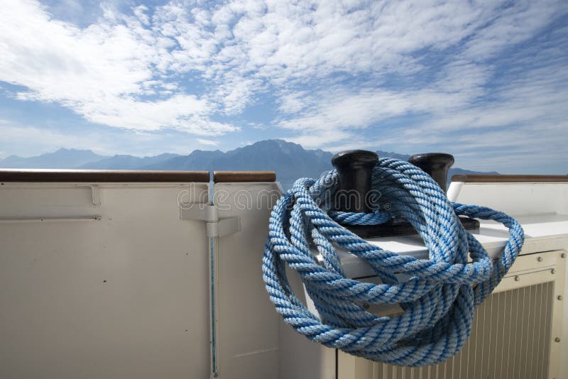 Blue ship rope stock image. Image of fixed, ring, metal - 59831985