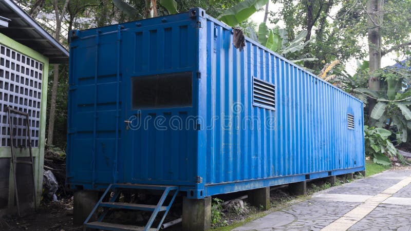 Blue Shipping Container Box in Yogyakarta, Indonesia. Editorial ...