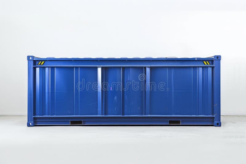 Blue Shipping Container Isolated on White Background Stock Image ...