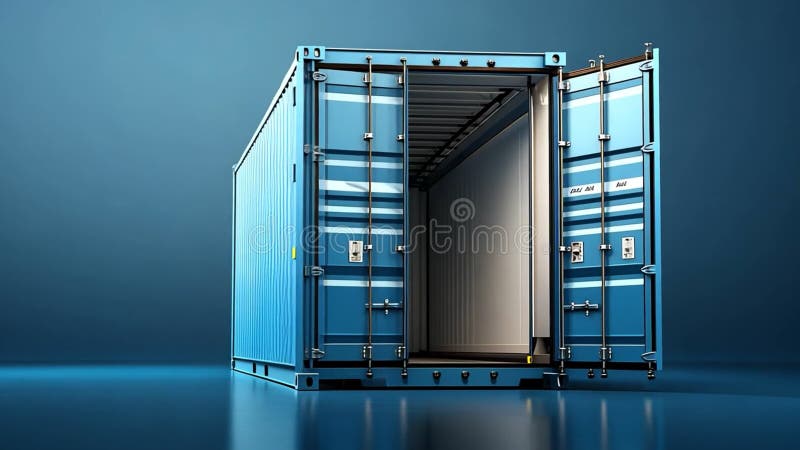 Blue Shipping Container with Open Doors Spacious Storage and Transport ...