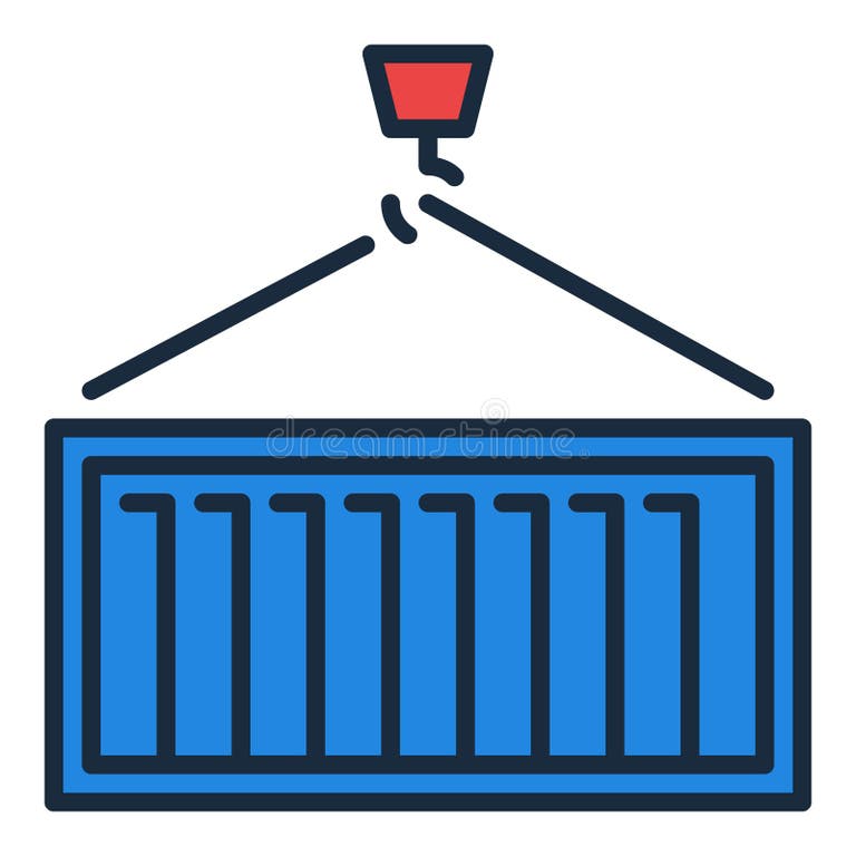 Blue Shipping Container Vector Colored Icon Stock Vector - Illustration ...