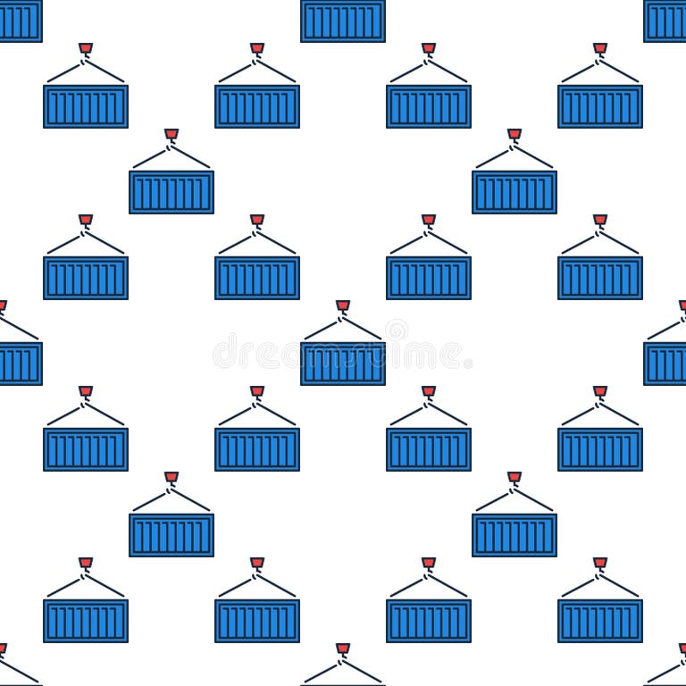 Blue Shipping Container Vector Colored Seamless Pattern - Logistics ...
